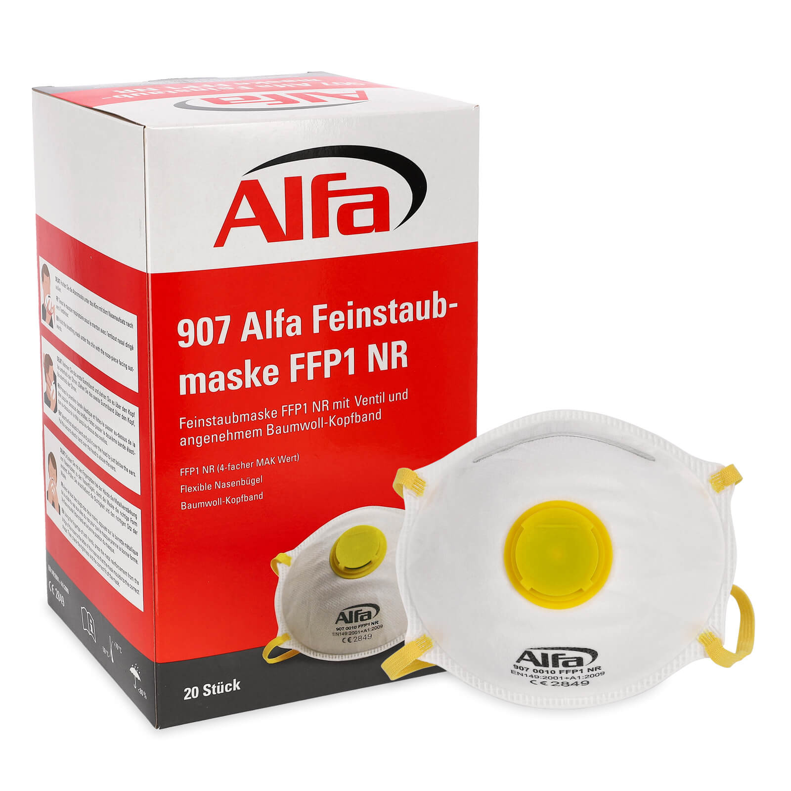 Alfa Feinstaubmaske FFP Mit Ventil Baumwollkopfband